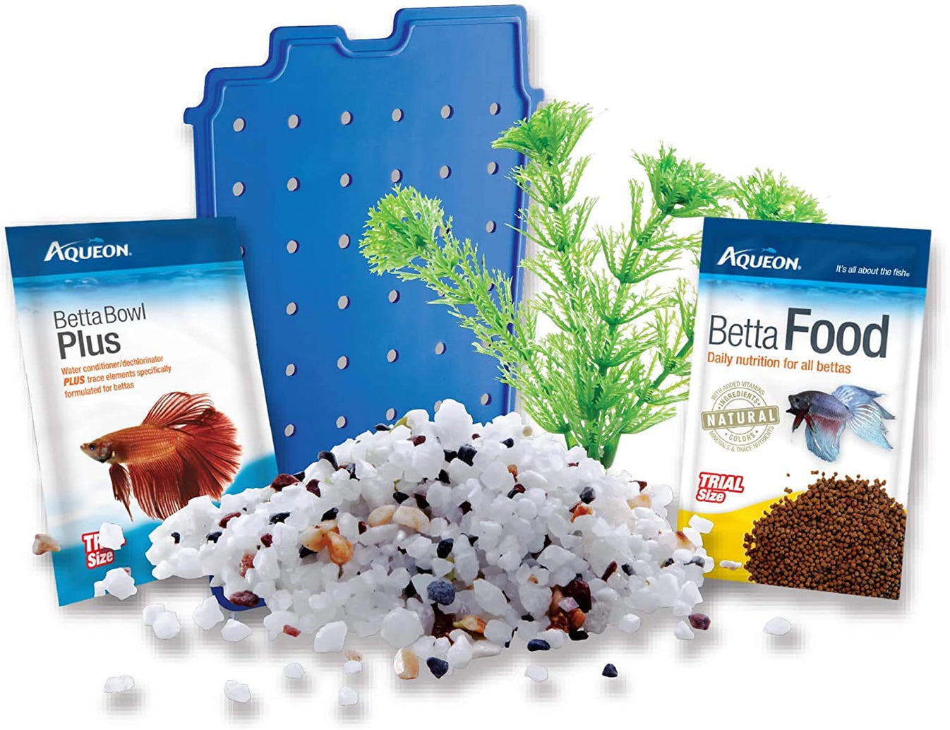 Betta Starter Kit - AQUEON Betta Bowl Aquarium Kit - 0.5 Gallon ...